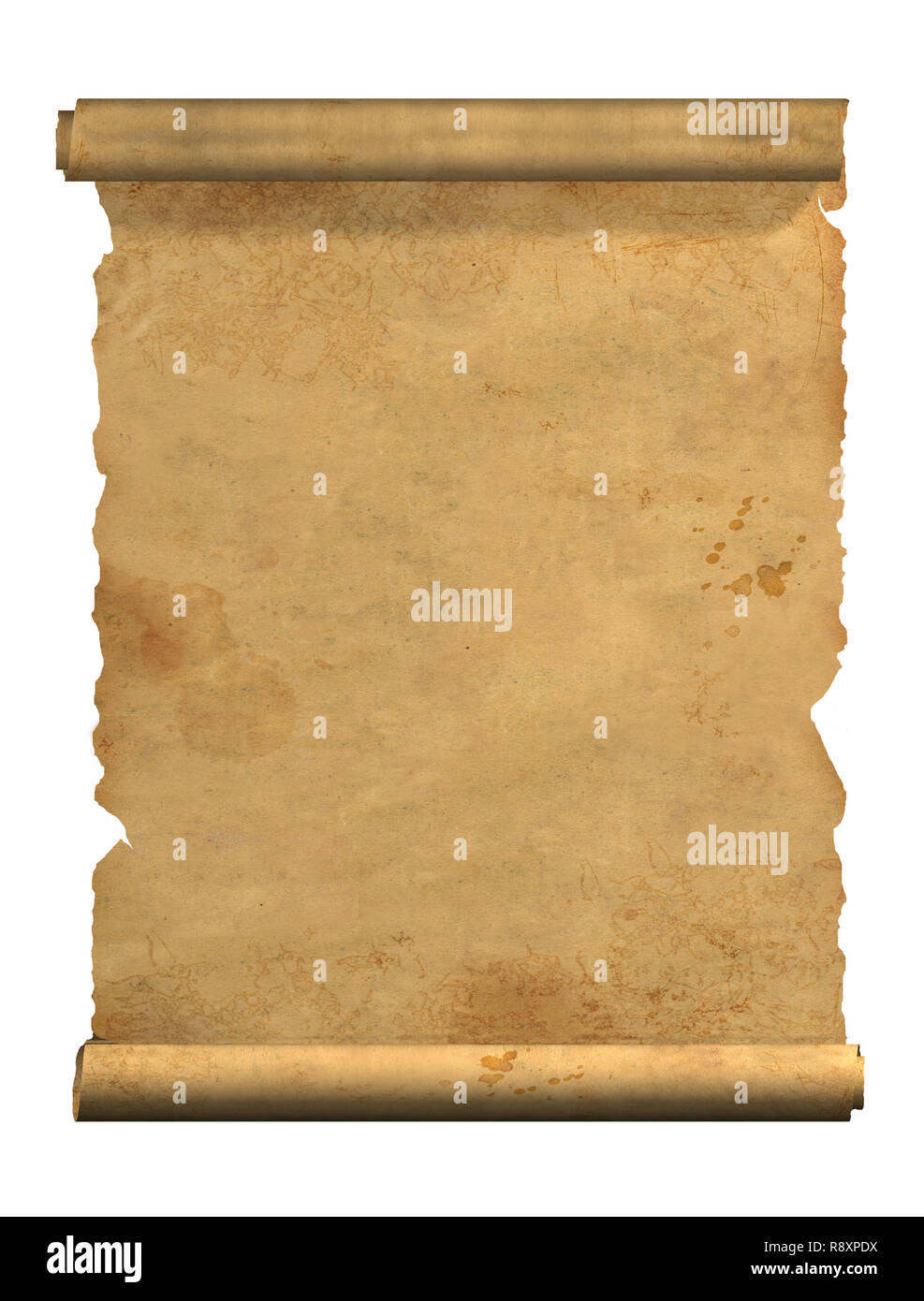 Scroll of old parchment. Object over white Stock Photo - Alamy