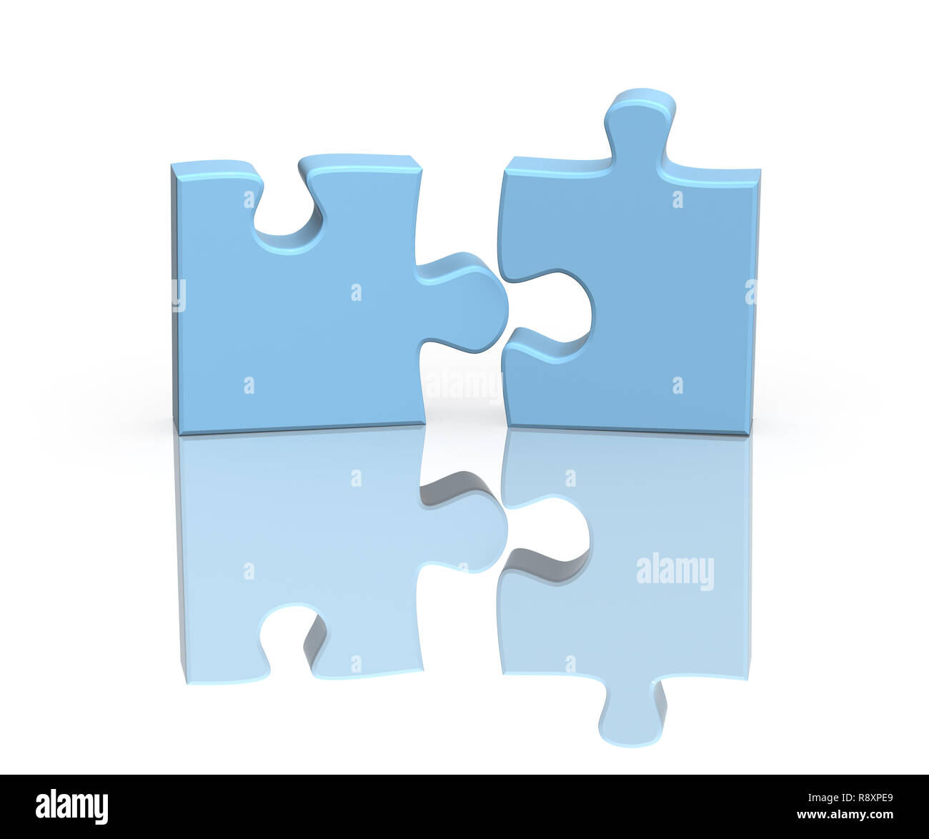 Two parts of a puzzle. Object over white Stock Photo - Alamy