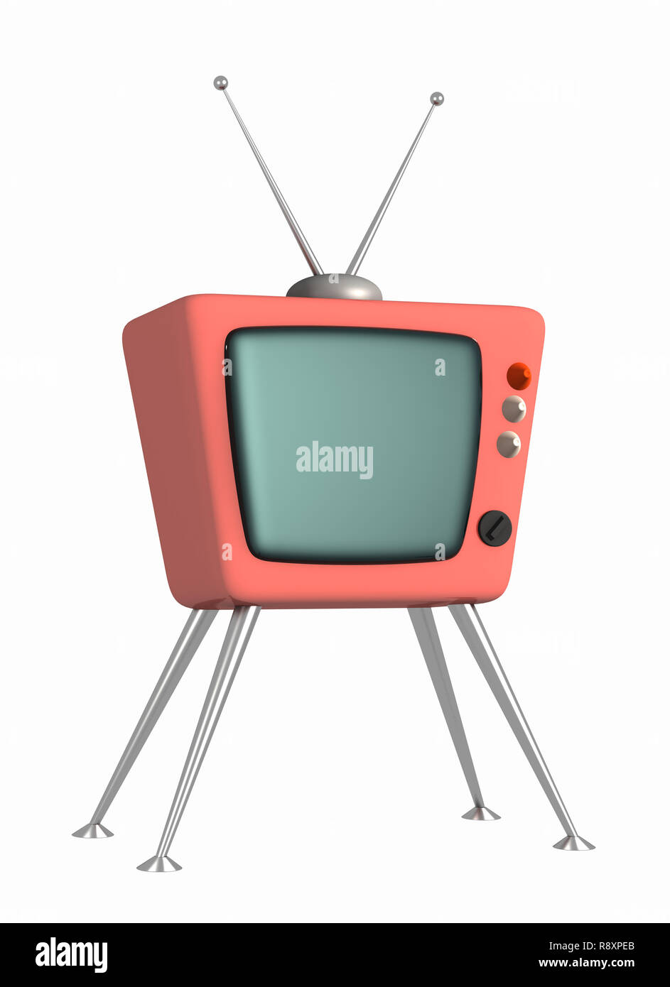 3d stylized model of a retro of the television. Object over white Stock ...