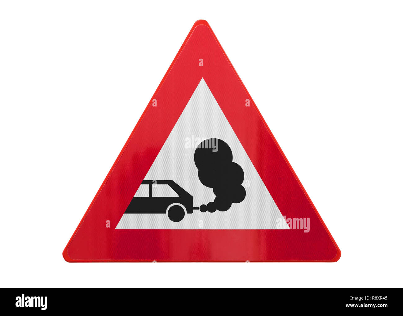 Traffic sign isolated - Exhaust fumes - On white Stock Photo - Alamy