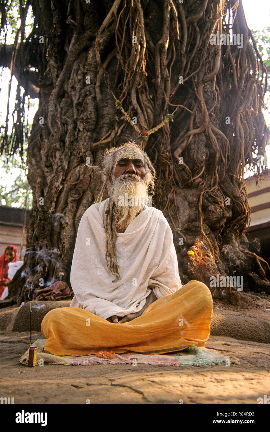 Hindu Saint Meditating Stock Photo - Alamy