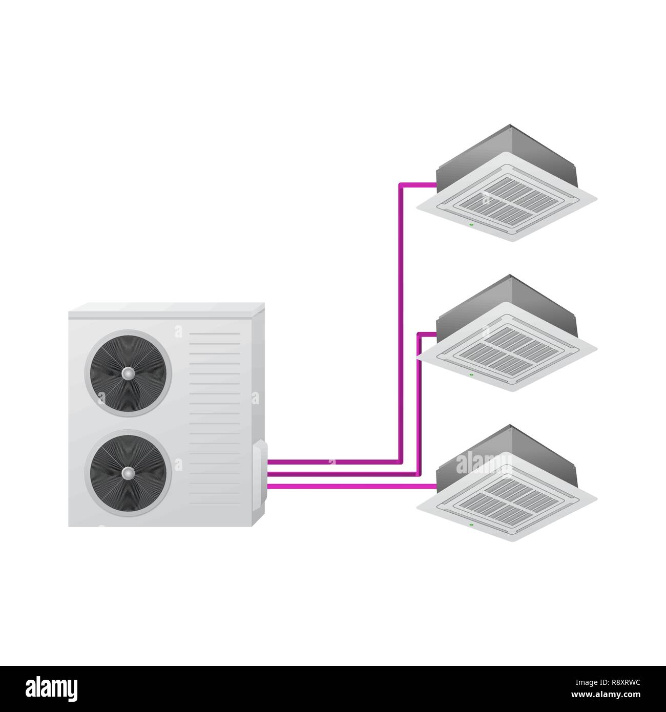 The air conditioning system. Vector illustration. Multi split. One ...