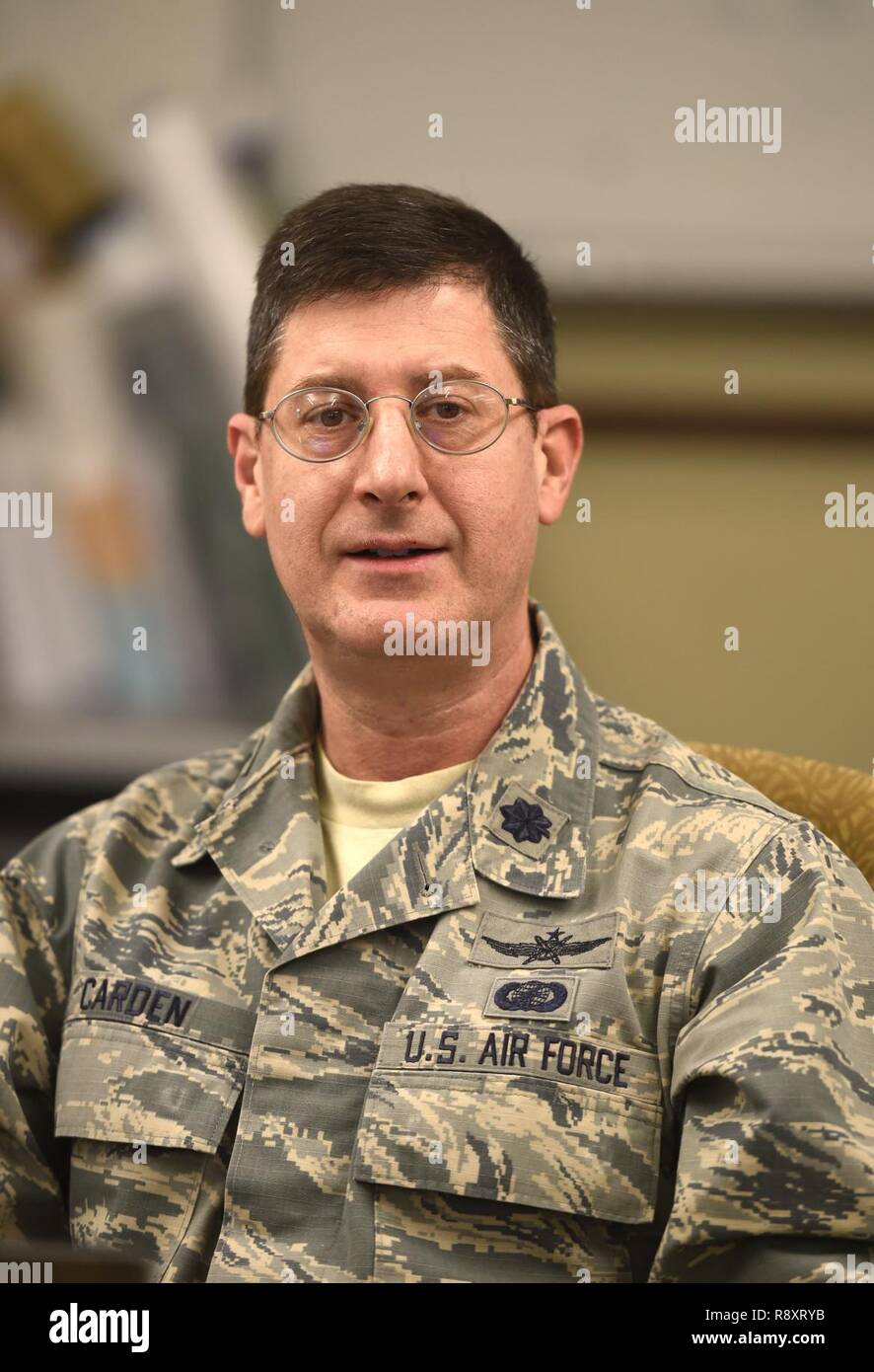 U.S Air Force Lt. Col. Michael Carden, a communications officer with ...