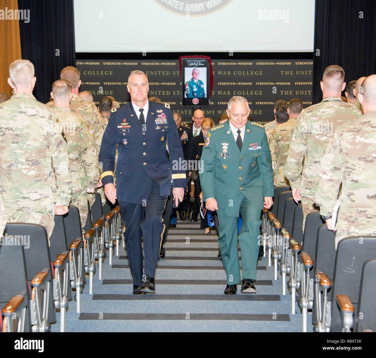 The U.S. Army War College Class of 2017 stands at attention as Maj. Gen ...