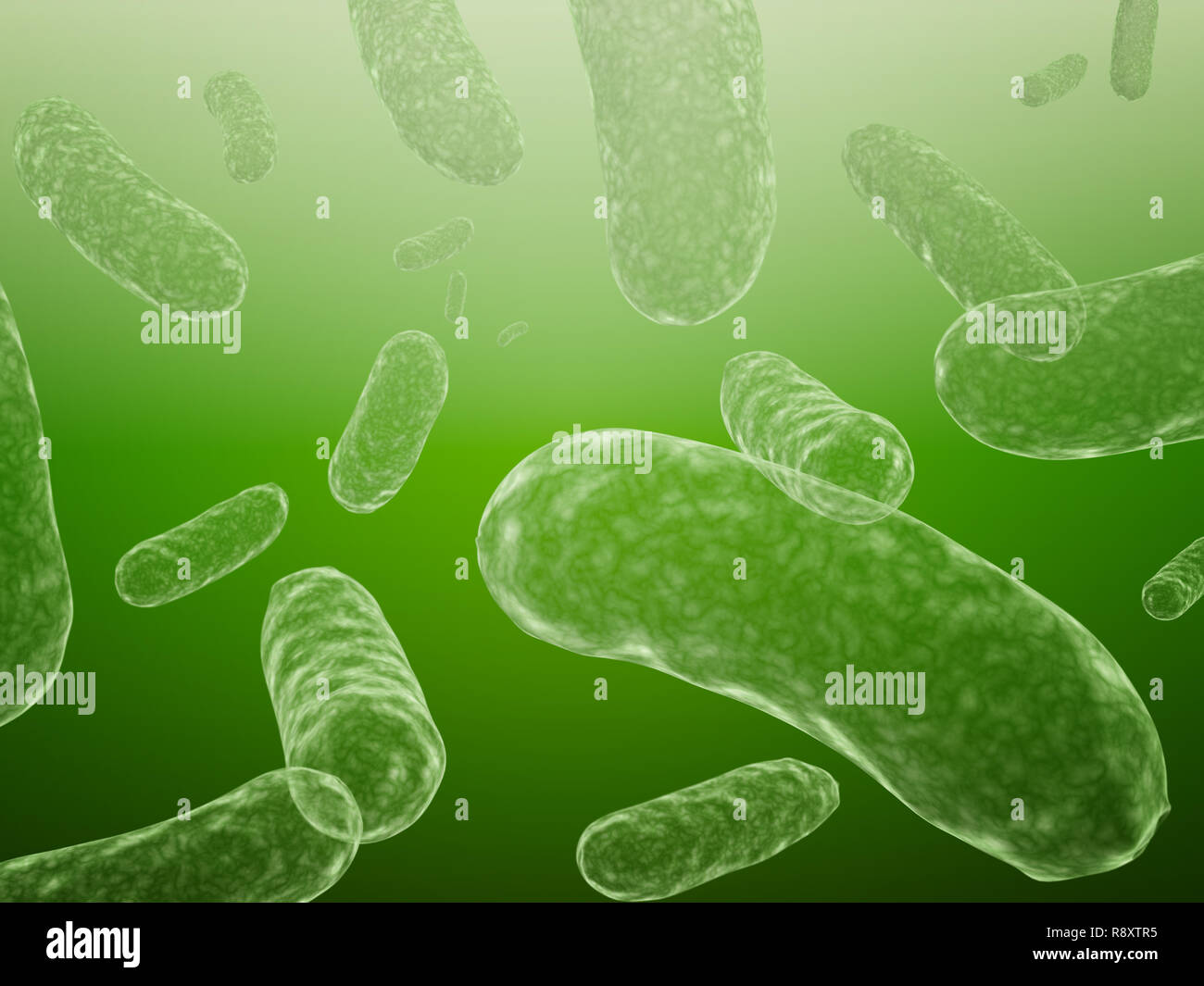 3d bacteriums of green color Stock Photo - Alamy