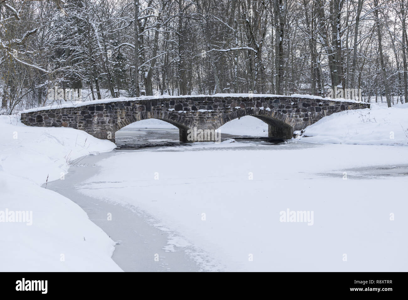 Bridge and river landscape. Natural winter background pattern Stock ...