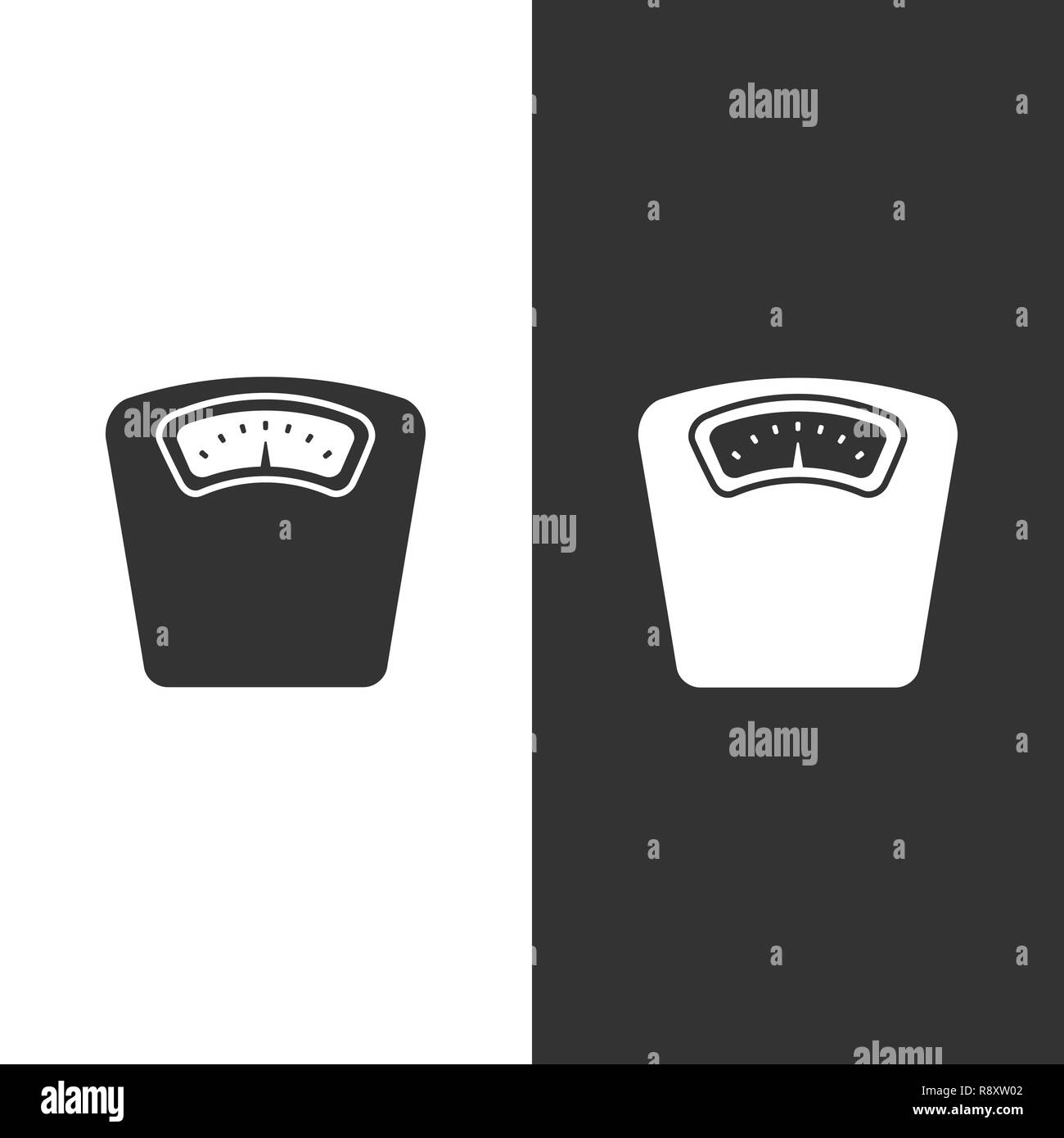 Bathroom scale icon on a white and black background. Vector ...