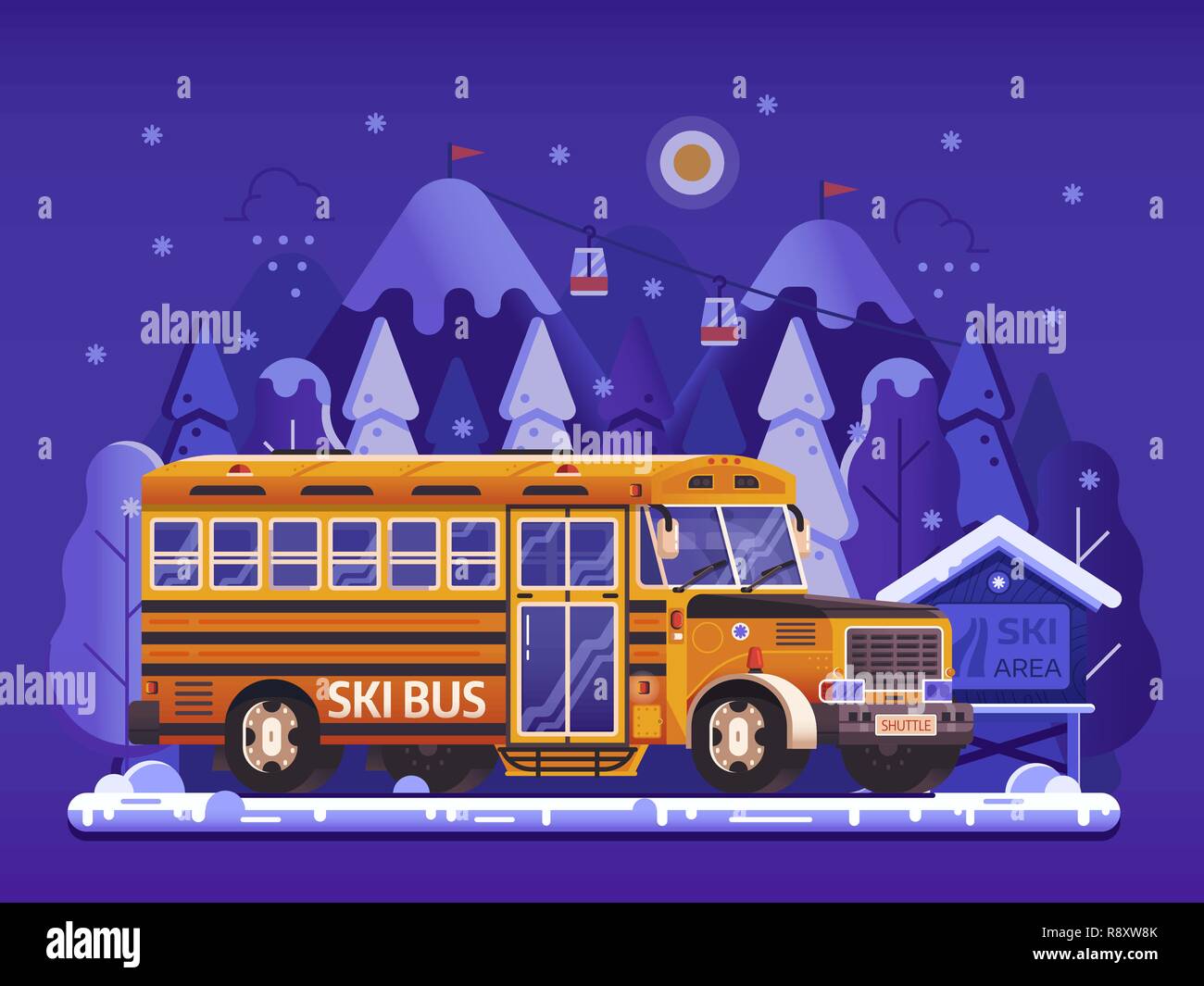 Bus on snow Stock Vector Images - Alamy