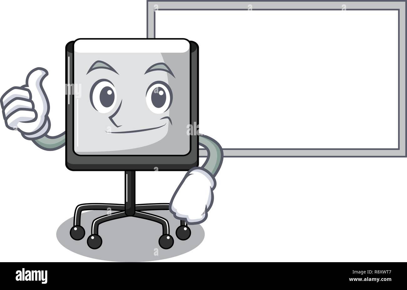 Thumbs up with board prestation board chart blank on carttoon Stock ...