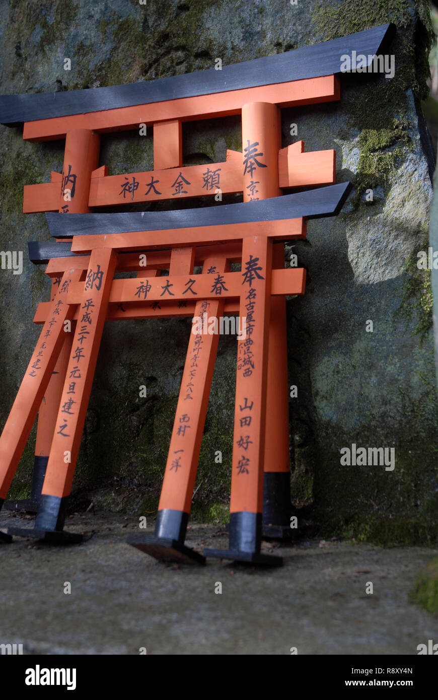 Replica models of the Torii gates at Fushimi Inari Shrine, Kyoto, Japan ...