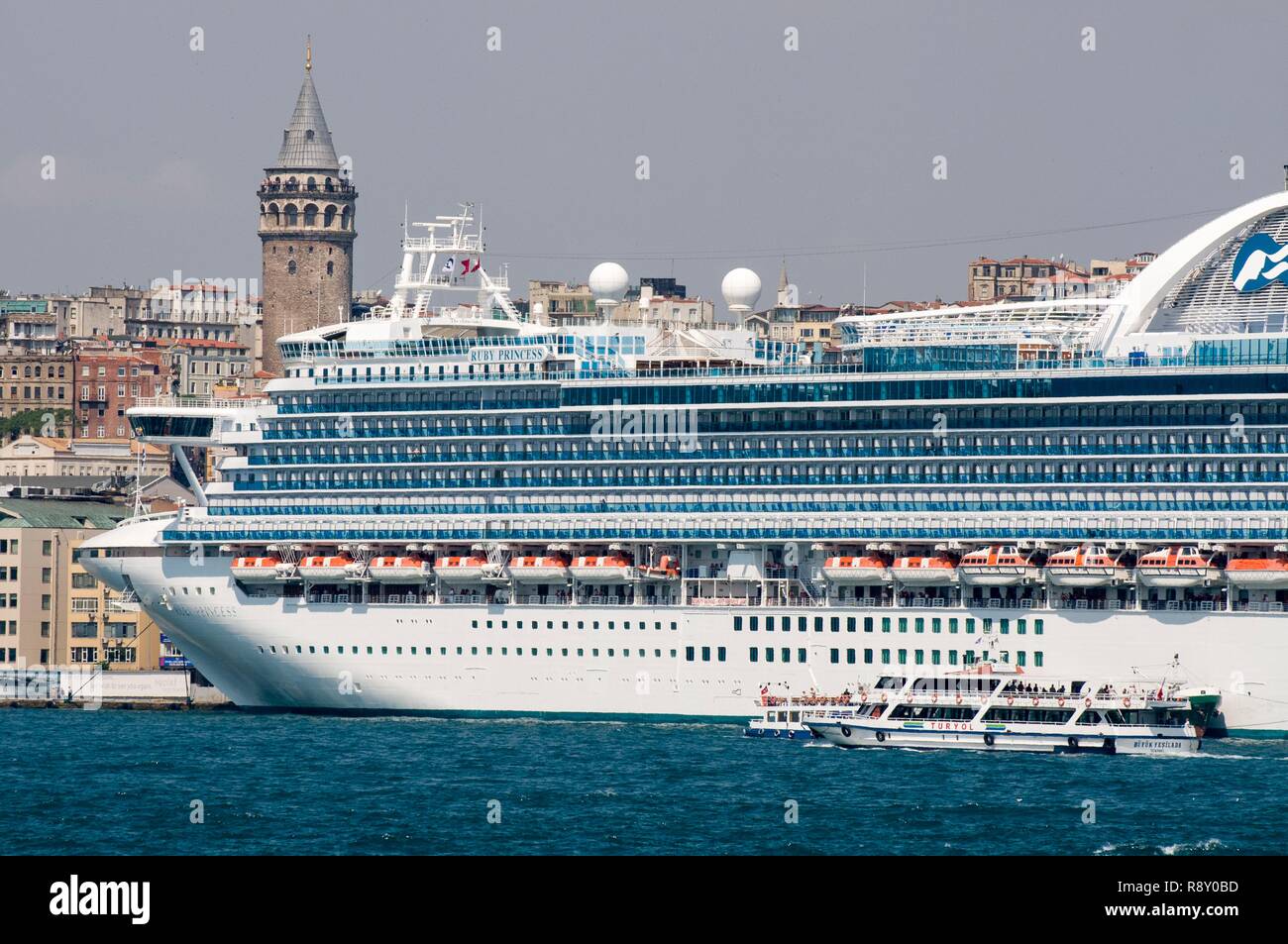 Turkey, Istanbul, Beyoglu district, the Bosphore, Ruby Princess Ship ...