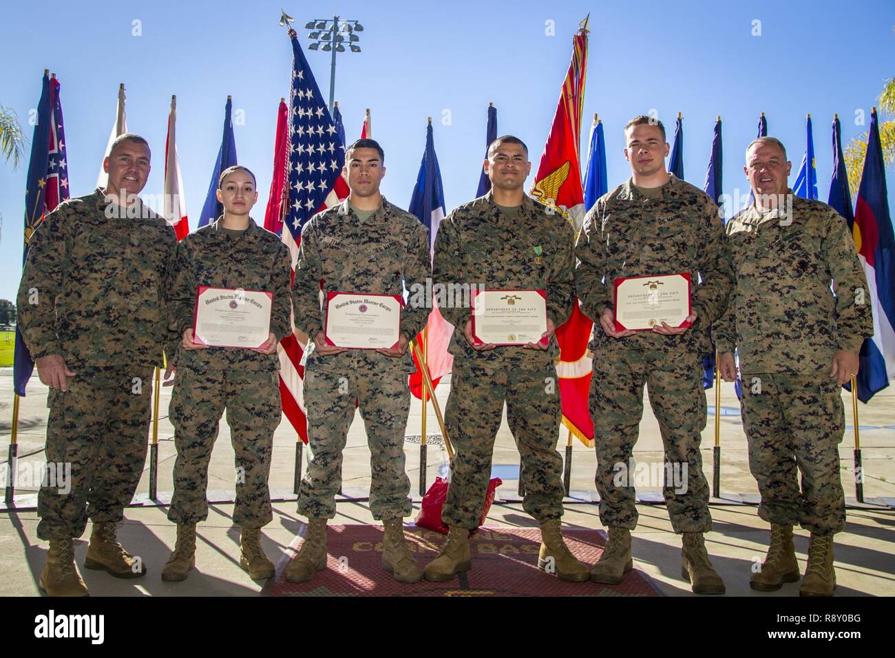 U.S. Marine Corps Sgt. Maj. Julio Meza, far left, sergeant major ...