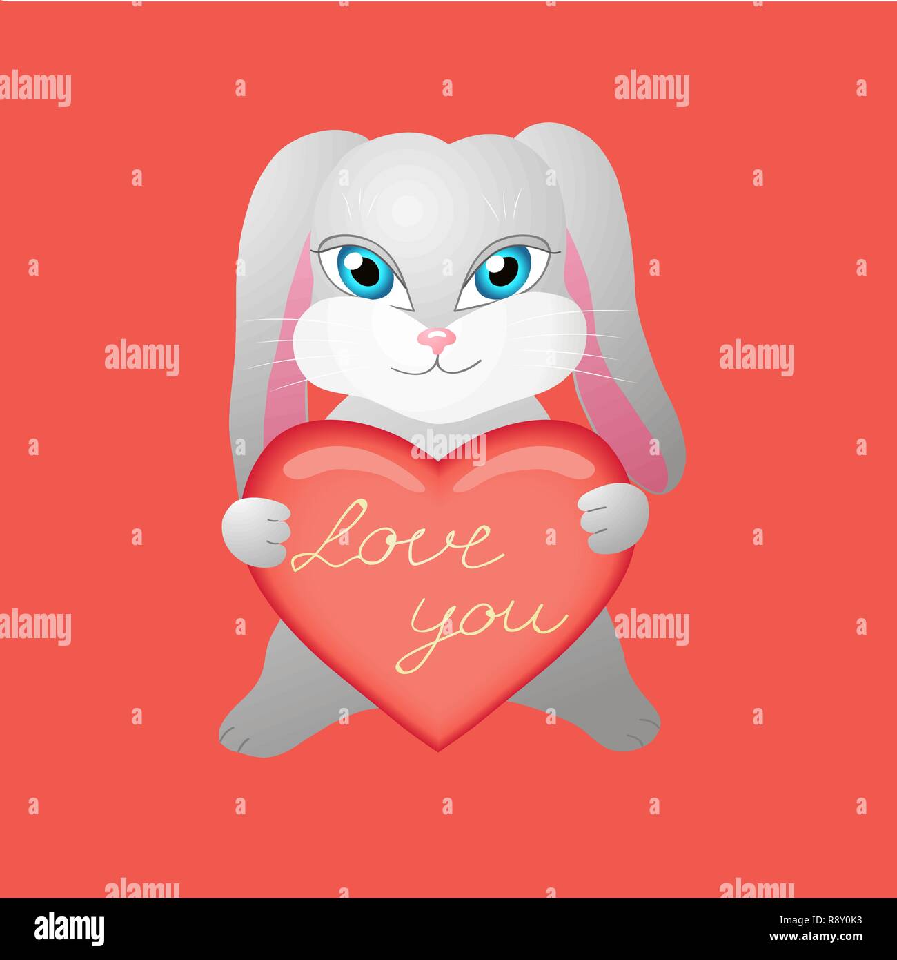Rabbit cartoon in love icon hi-res stock photography and images - Alamy