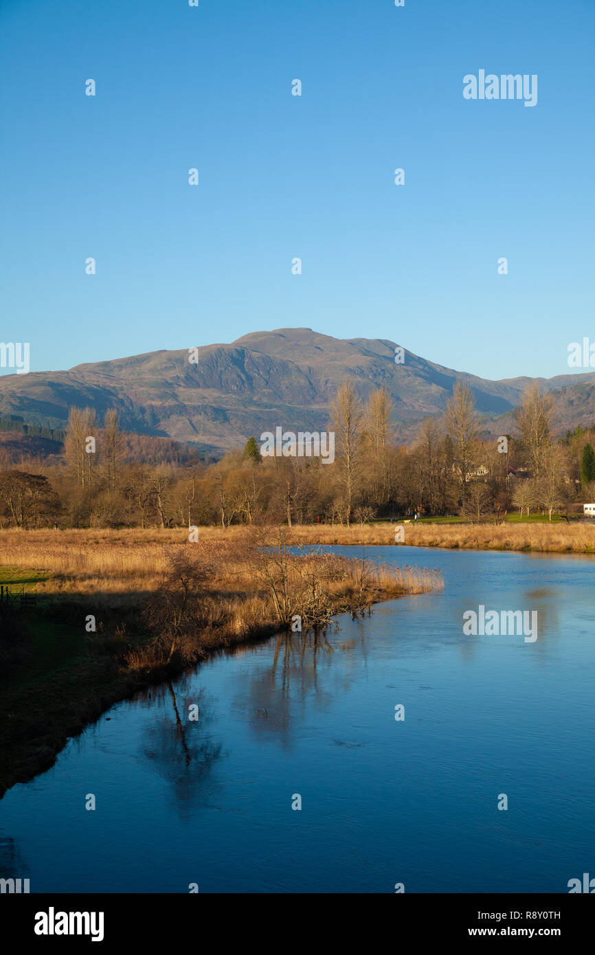 Looking over the River Teith to Ben Ledi from Callander Scotland Stock ...