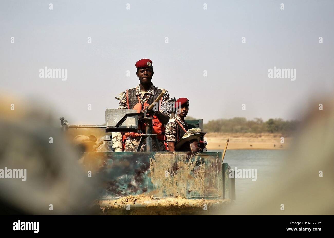Soldiers from the Chadian Army prepare for a beach infiltration during ...