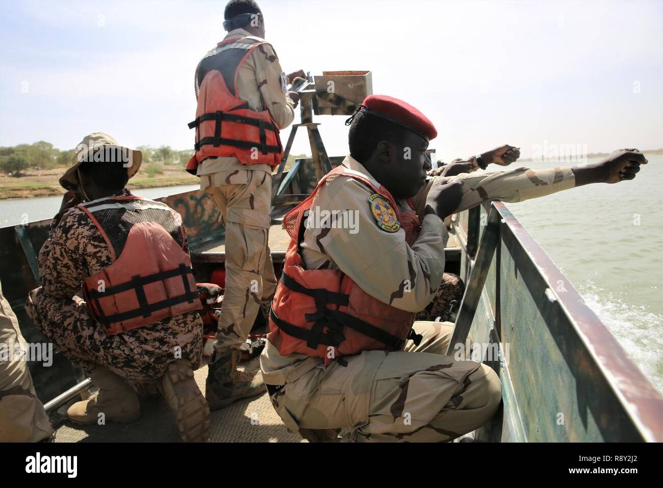Soldiers from the Chadian Army prepare for a beach infiltration during ...