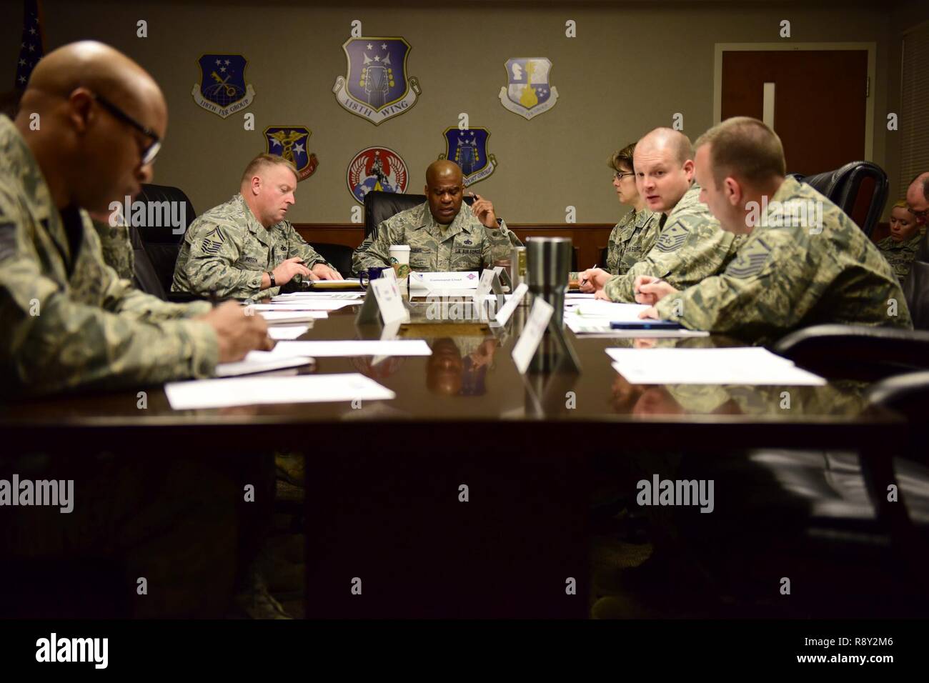 Members of the 118th Wing First Sergeants Council meet at Berry Field ...