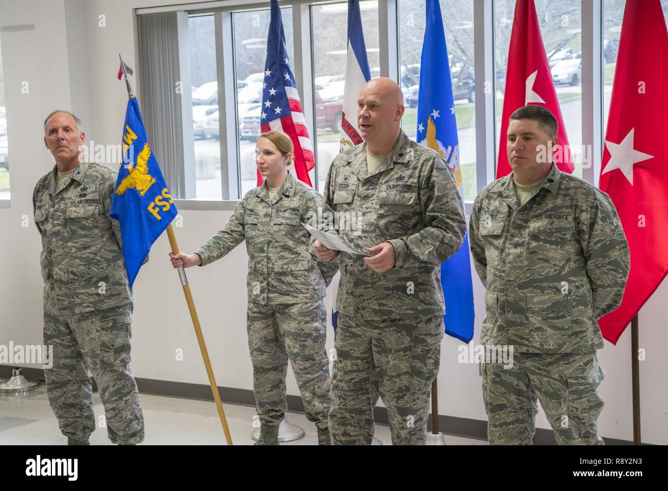 Lt. Col. David Lester addresses the crowd after assuming command of the ...