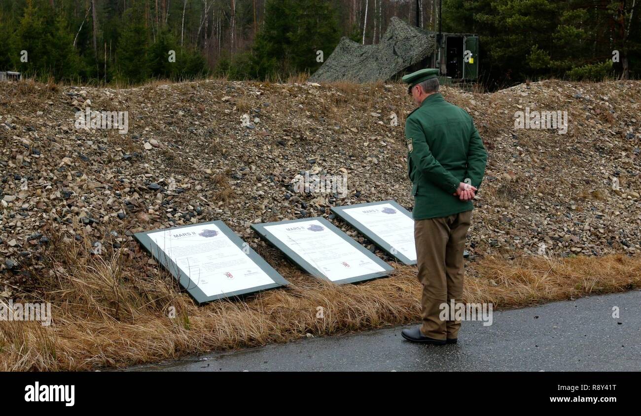 A German police officer views a training aid describing the MARS II ...