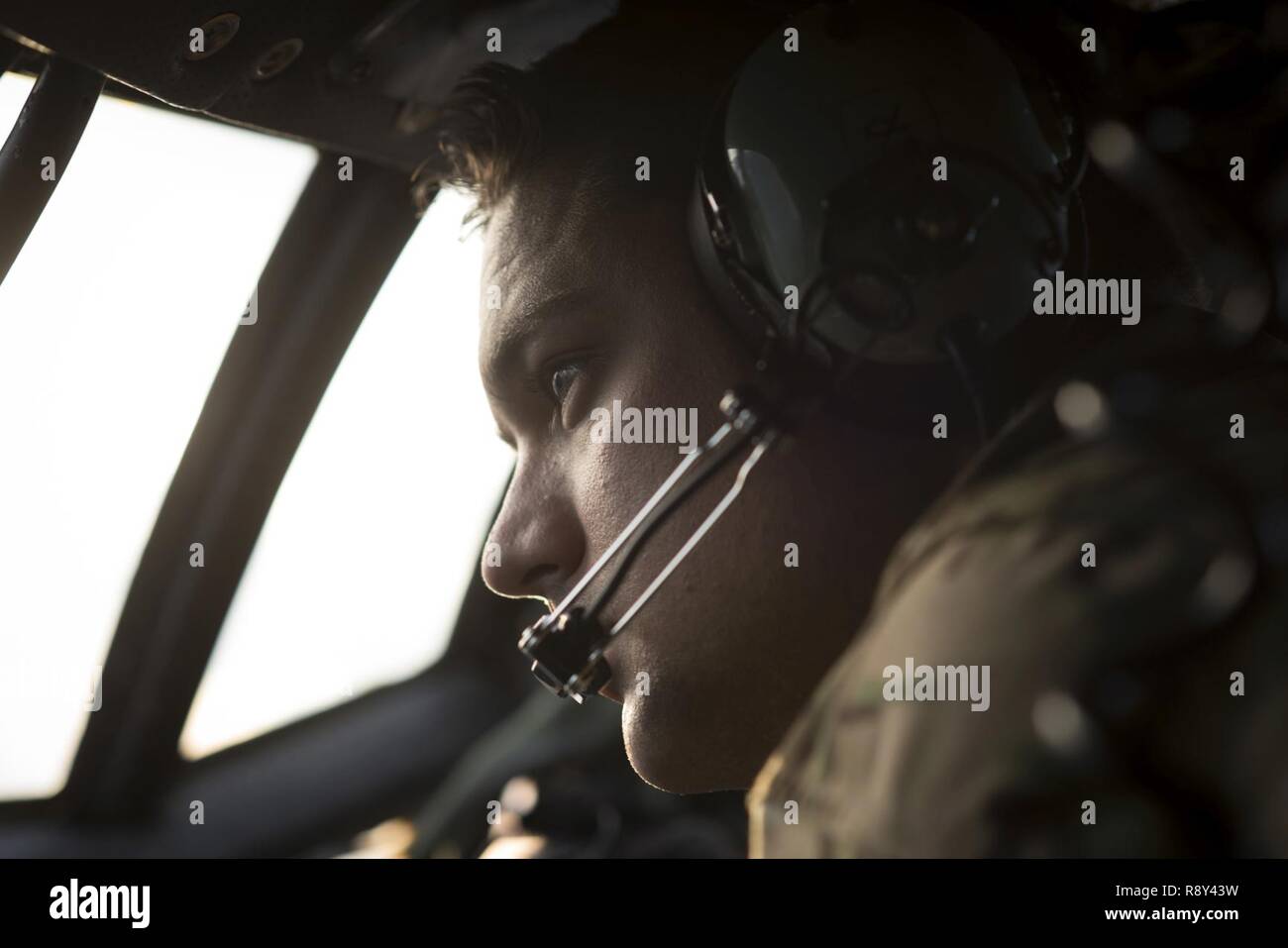 A U.S. Air Force flight engineer assigned to the 4th Special Operations ...