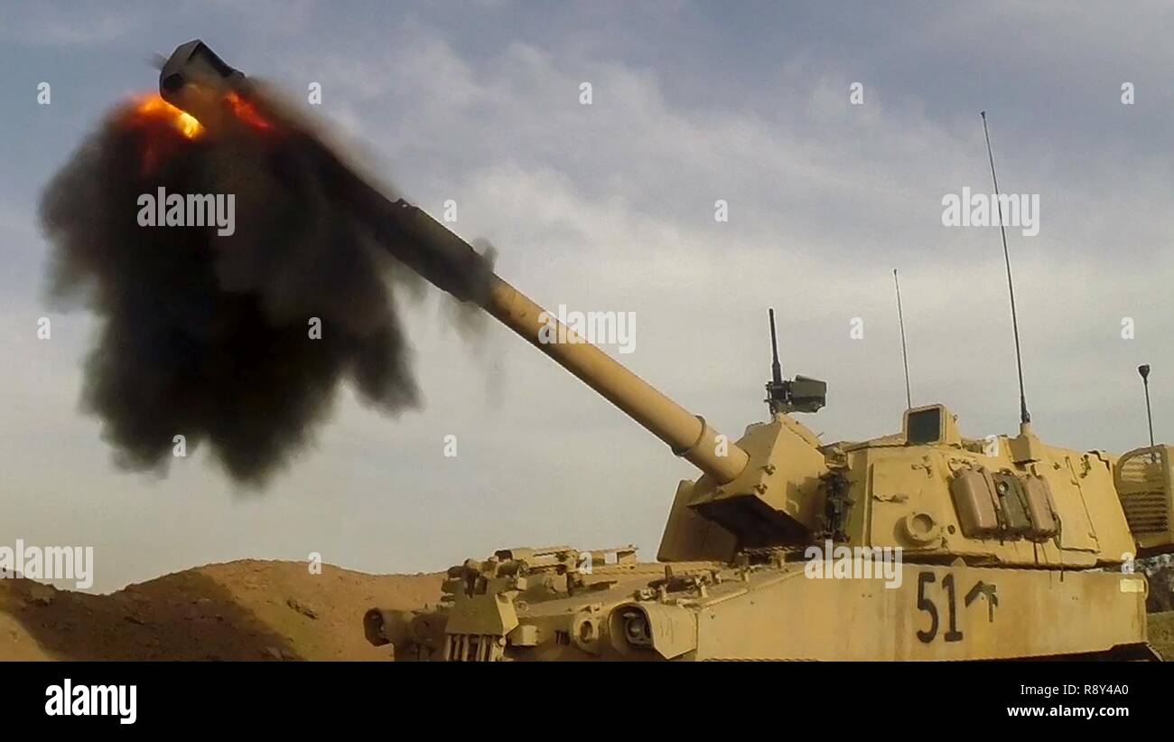 A U.S. Army M109A6 Paladin self-propelled howitzer from the 2nd ...