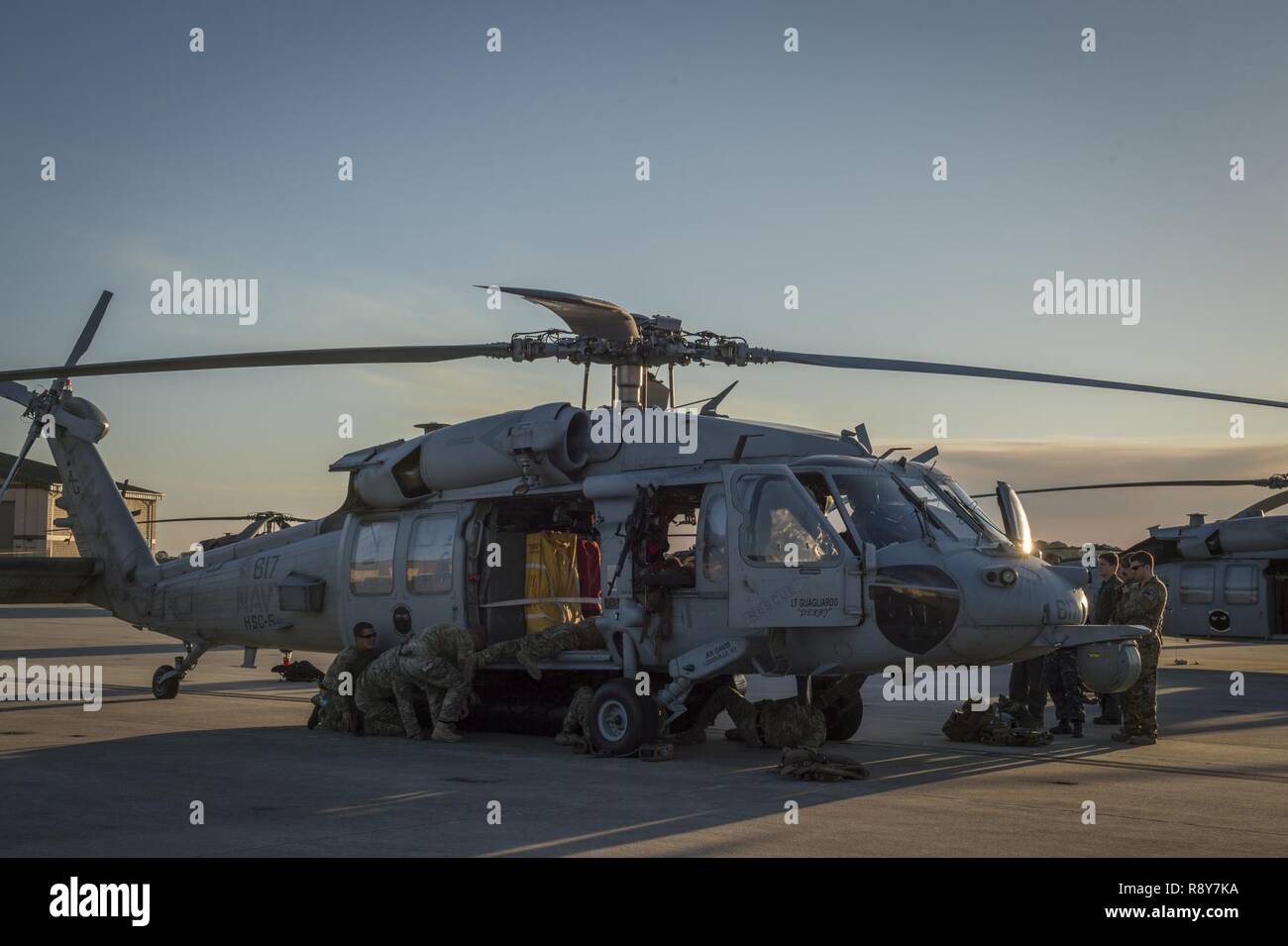 U.S. Navy Sailors from Helicopter Sea Combat Squadron Team FIVE and U.S ...