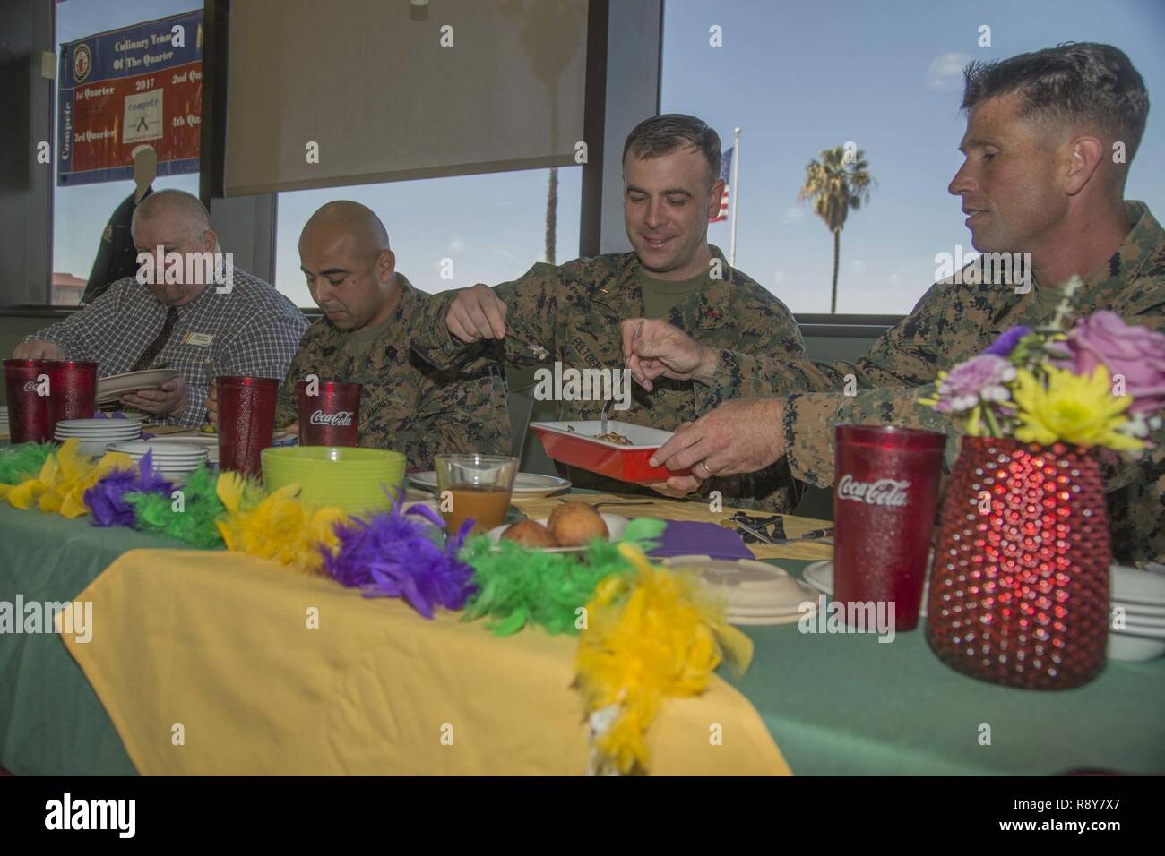 Mr. Don Kuhn, general manager, Sodexo 52 area mess hall, far left, U.S ...