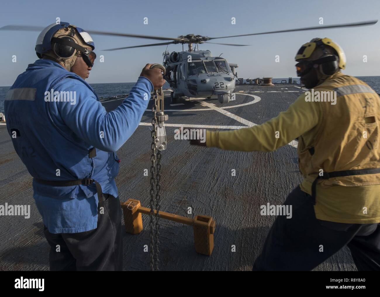 ARABIAN SEA (Mar. 7, 2017) Seaman Thyshajuan Rondoparker holds up TD1A ...