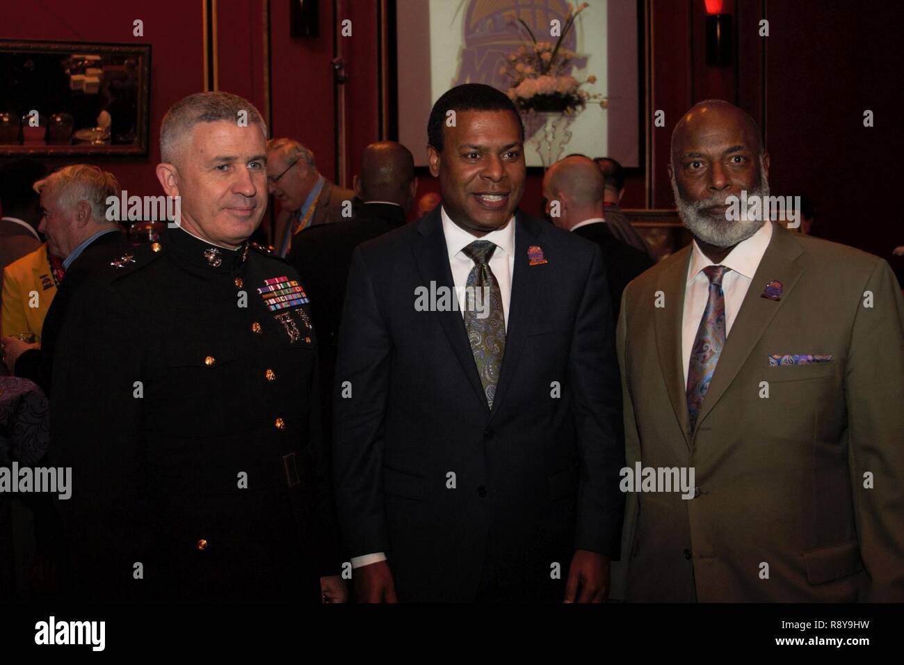 Major Gen. Paul Kennedy poses for a photo with Kenneth Alexander, mayor ...