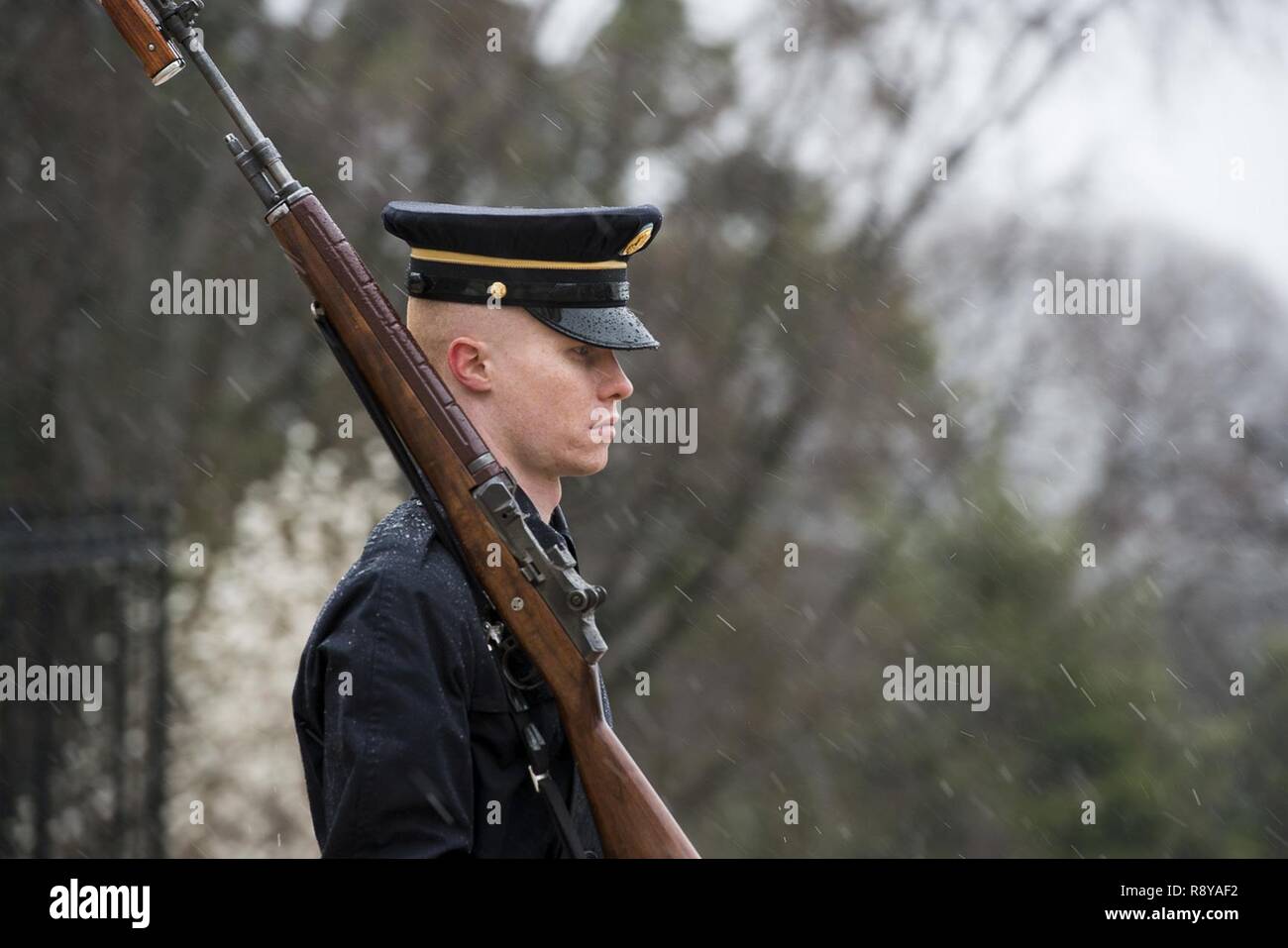 A Tomb Sentinal guards the Tomb of the Unknown Soldier in Arlington ...