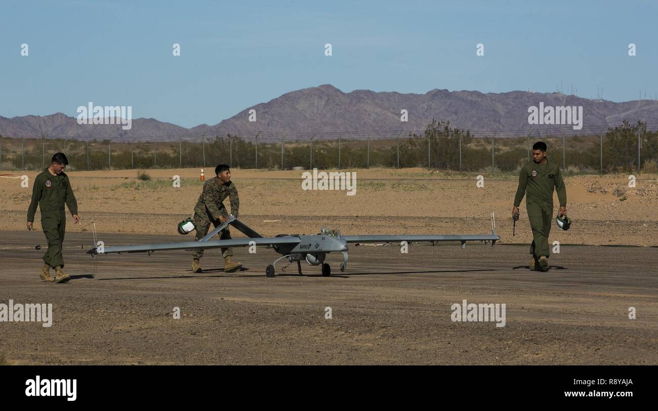 U.S. Marines with Marine Unmanned Aerial Vehicle Squadron 1 (VMU-1 ...
