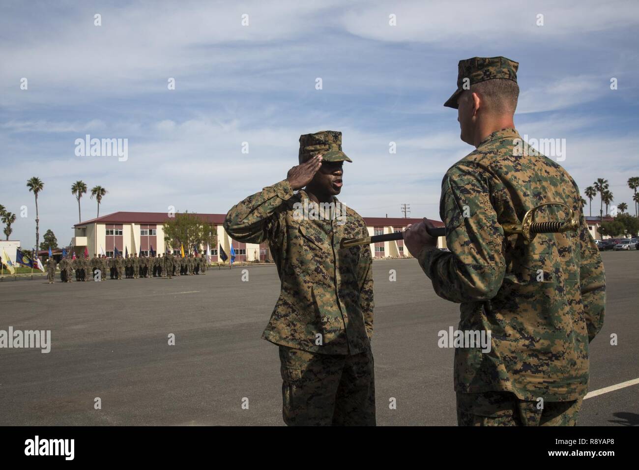 U.S. Marine Corps Sgt. Maj. Brian Priester, newly appointed sergeant ...