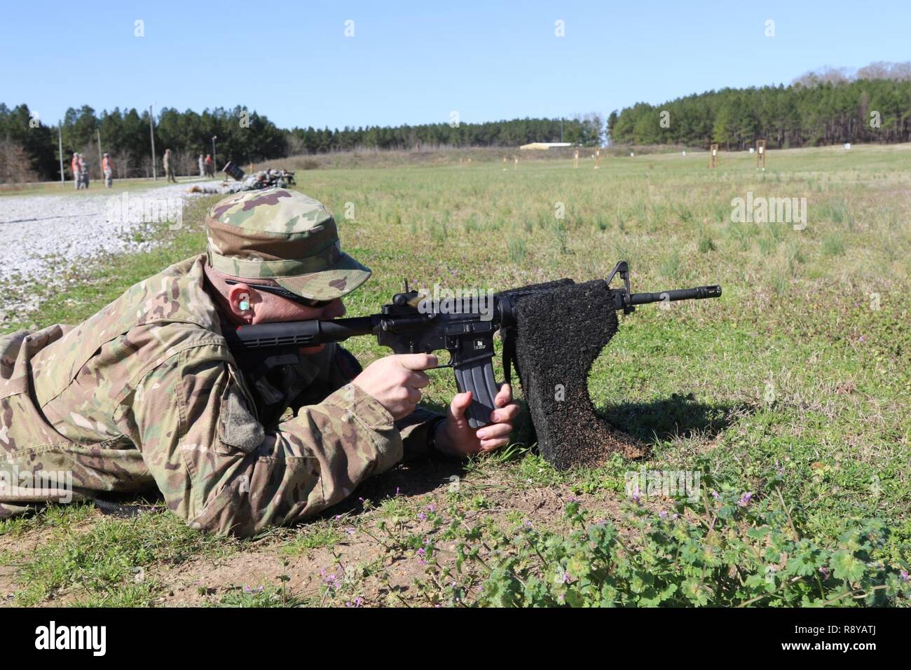 Master Sgt. Mitch Kaiser, representing Gulfport’s Battlefield Airmen Center, shoots in the ...