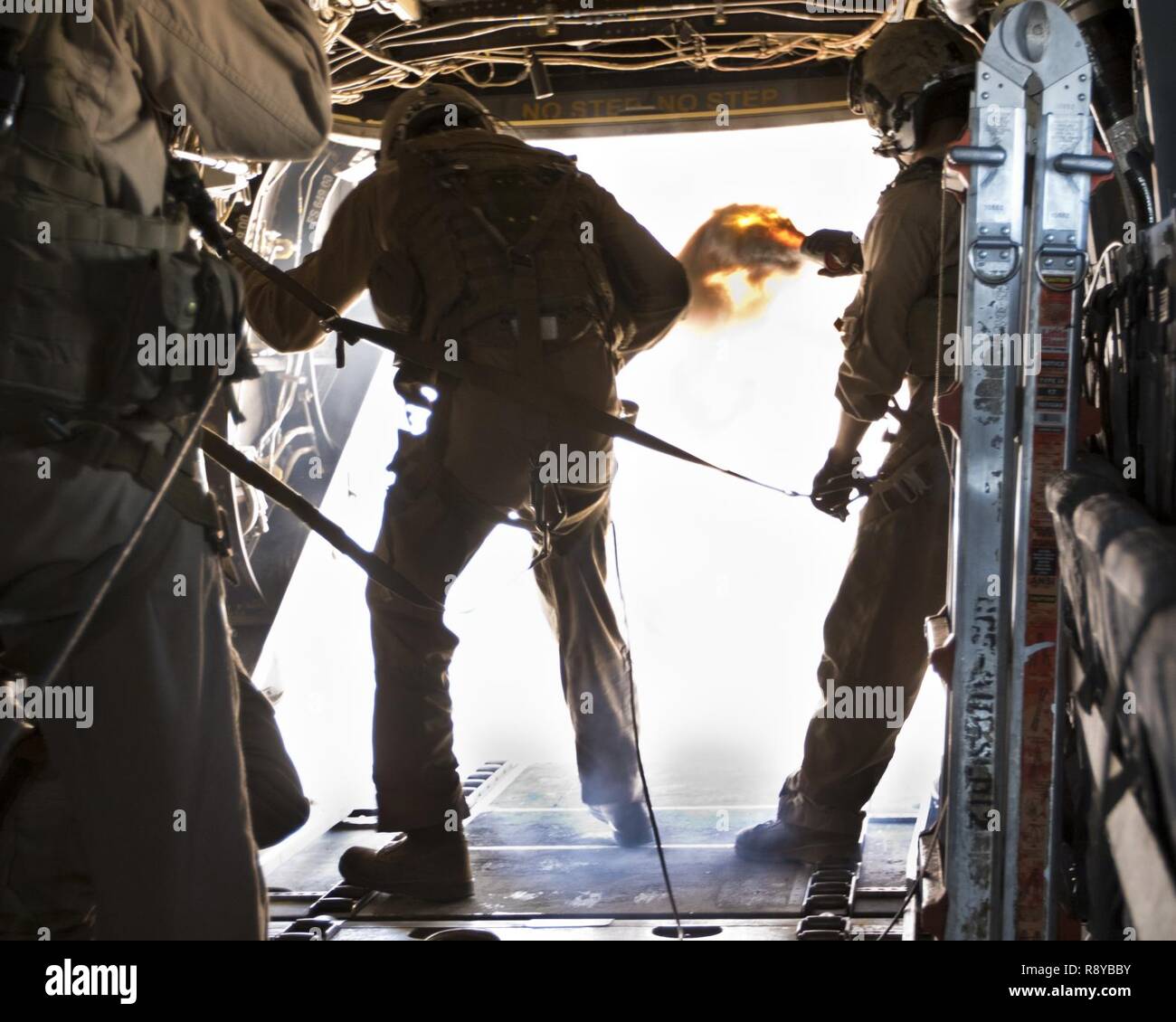 A U.S. Marine, with Marine Medium Tiltrotar Squadron - 165 (VMM-165 ...