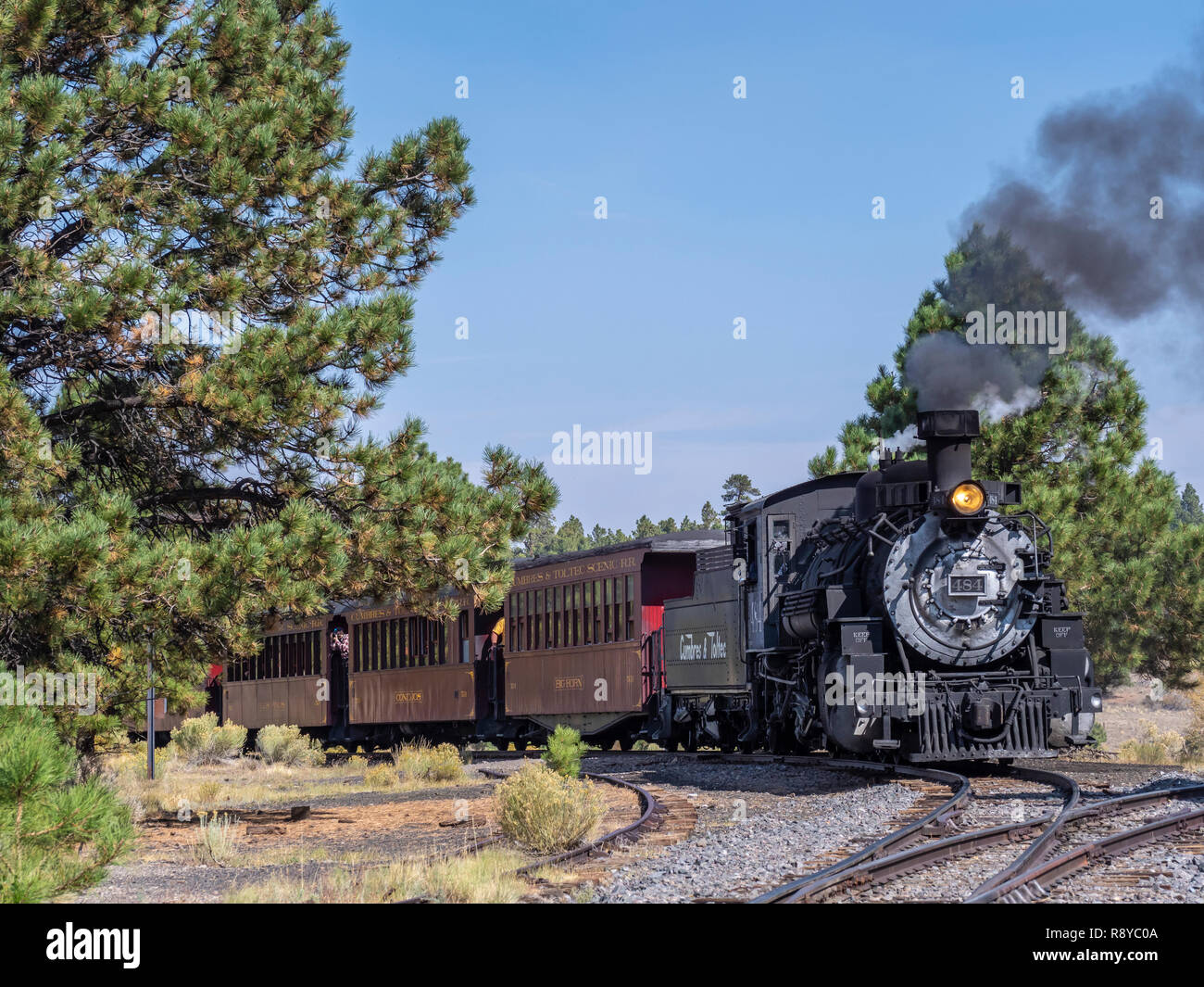 Passenger train at the Big Horn Wye, Cumbres & Toltec Scenic Railroad ...