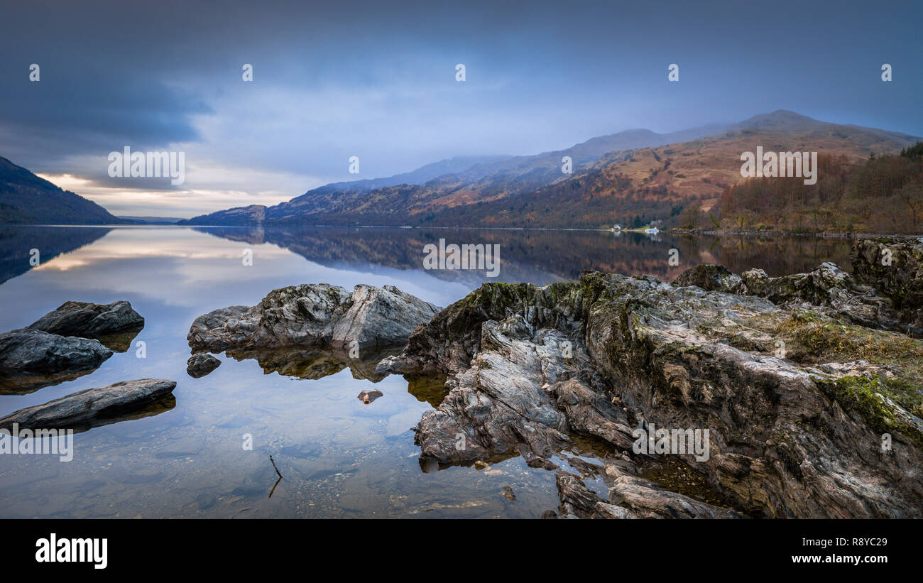 The rocky shore of Loch Lomond Stock Photo - Alamy