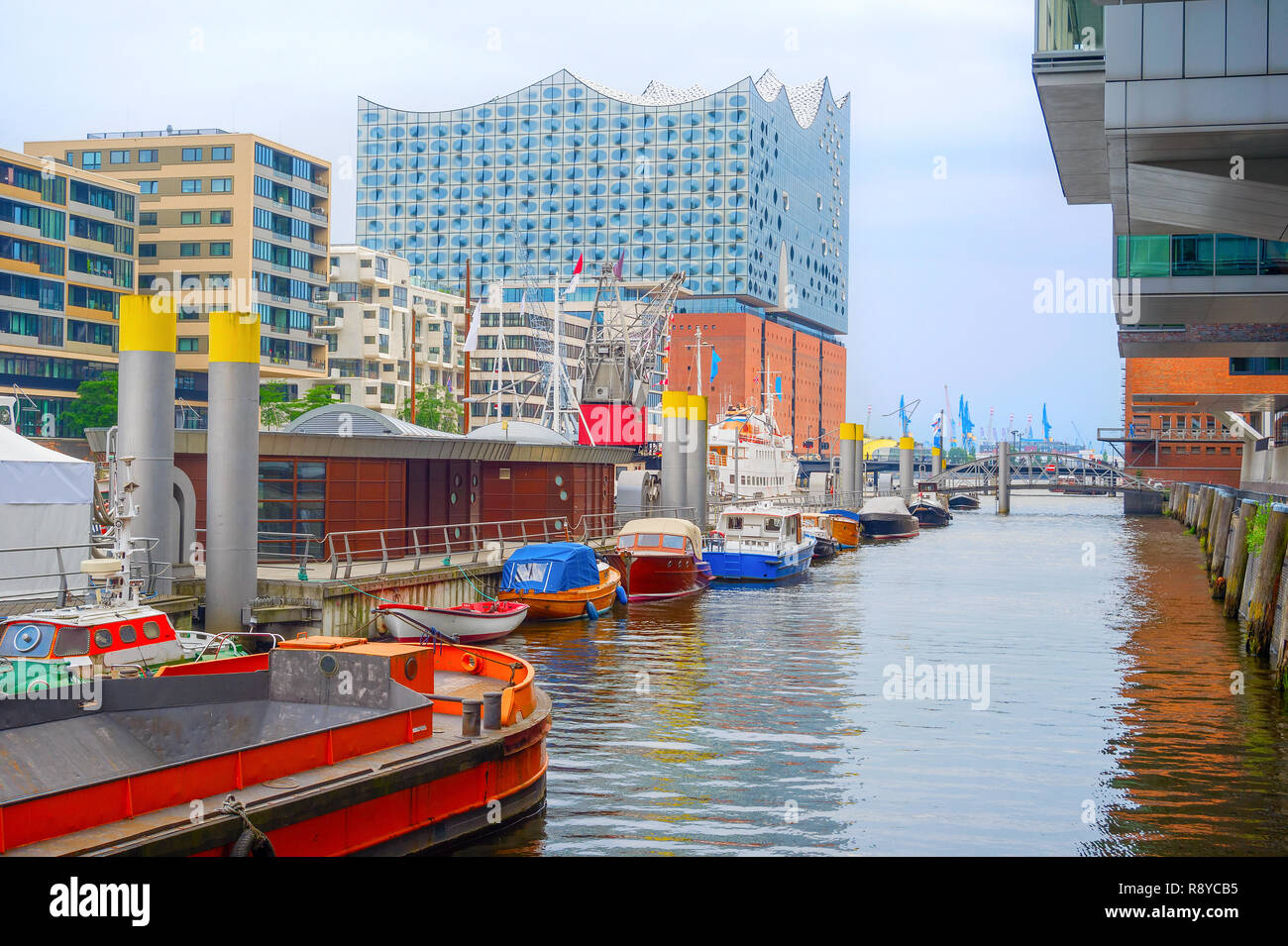Modern architecture of Hamburg Hafen harbor district in downtwon ...