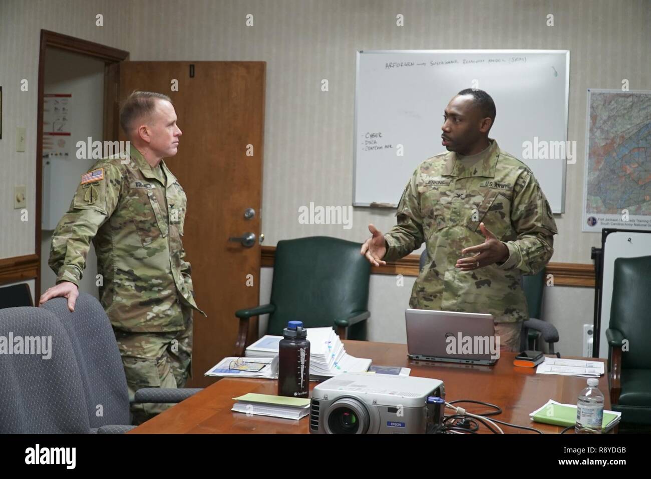 U.S. Army Col. Jeff Worthington, 2nd Signal Brigade commander, speaks ...