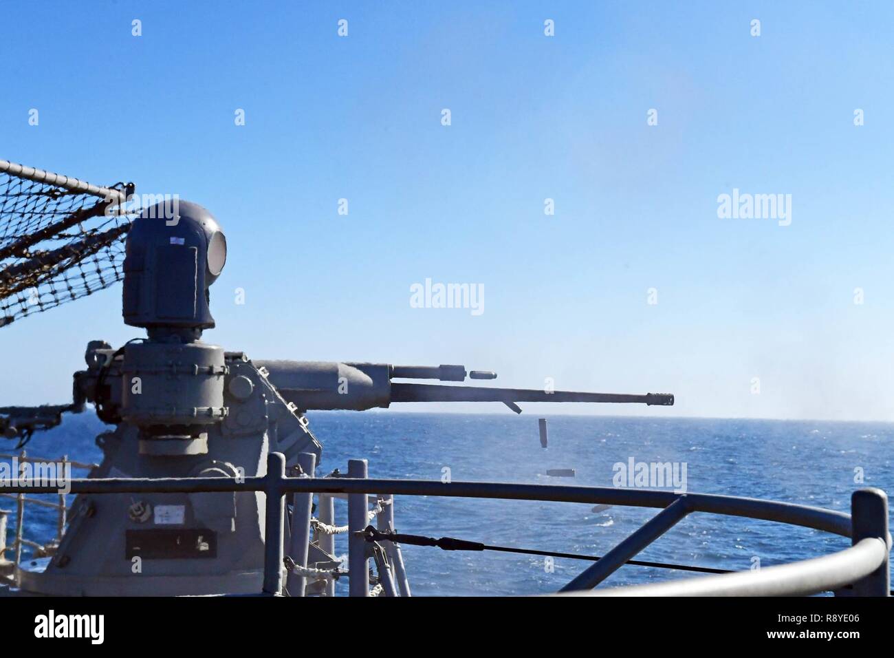 GULF OF CADIZ (March 9, 2017) A MK 38 25mm machine gun system fires ...