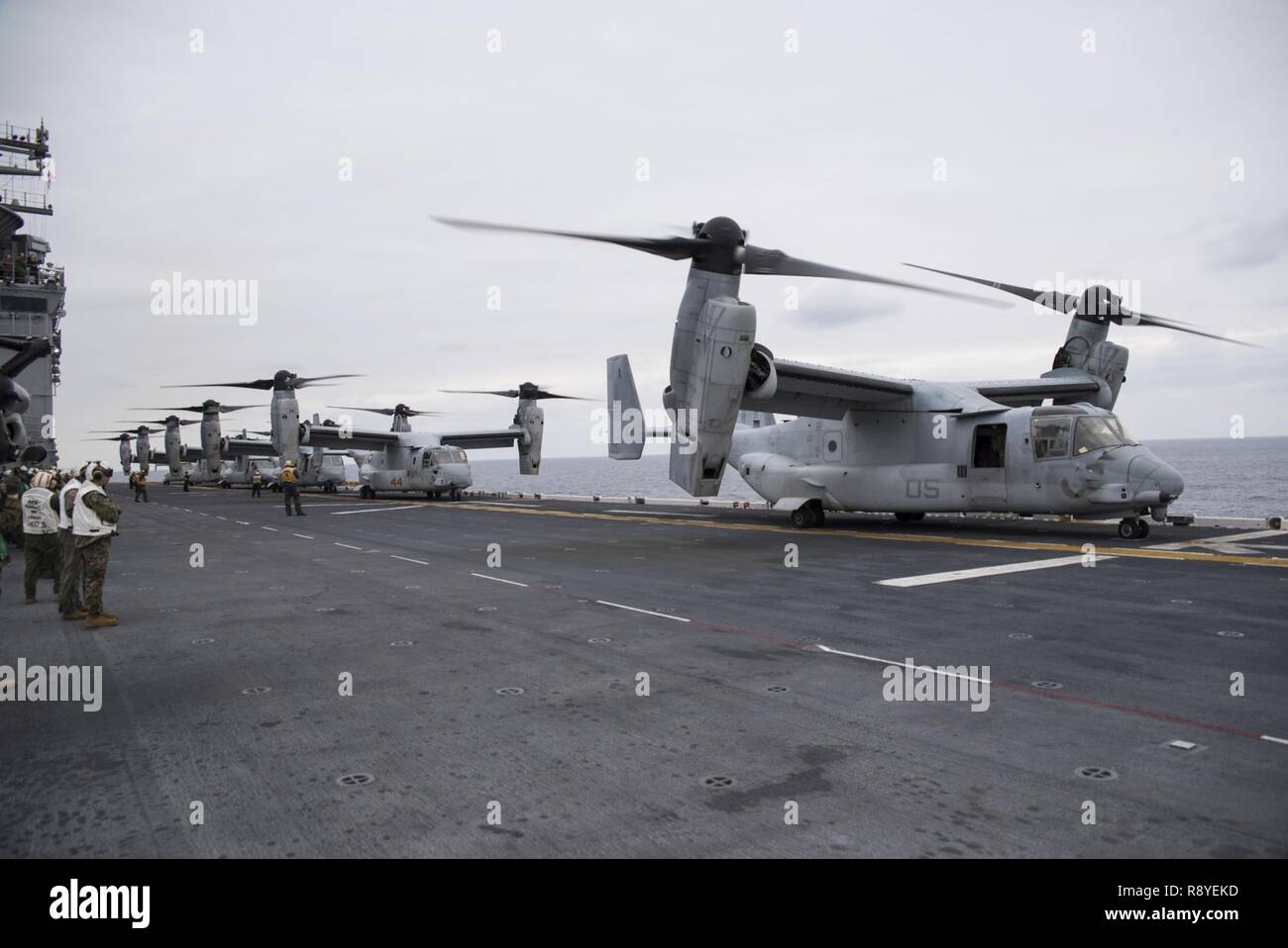 EAST CHINA SEA (March 16, 2017) MV-22B Ospreys, assigned to the “Flying ...