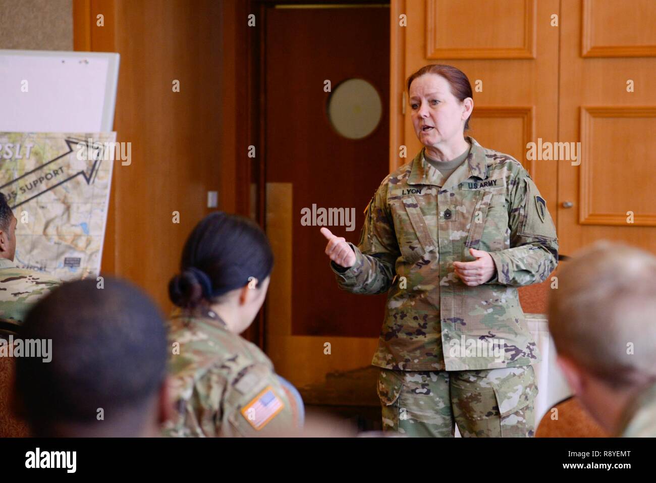 U.S. Army Command Sgt. Maj. Sheryl Lyon, the U.S. Army Europe senior enlisted advisor, discusses ...