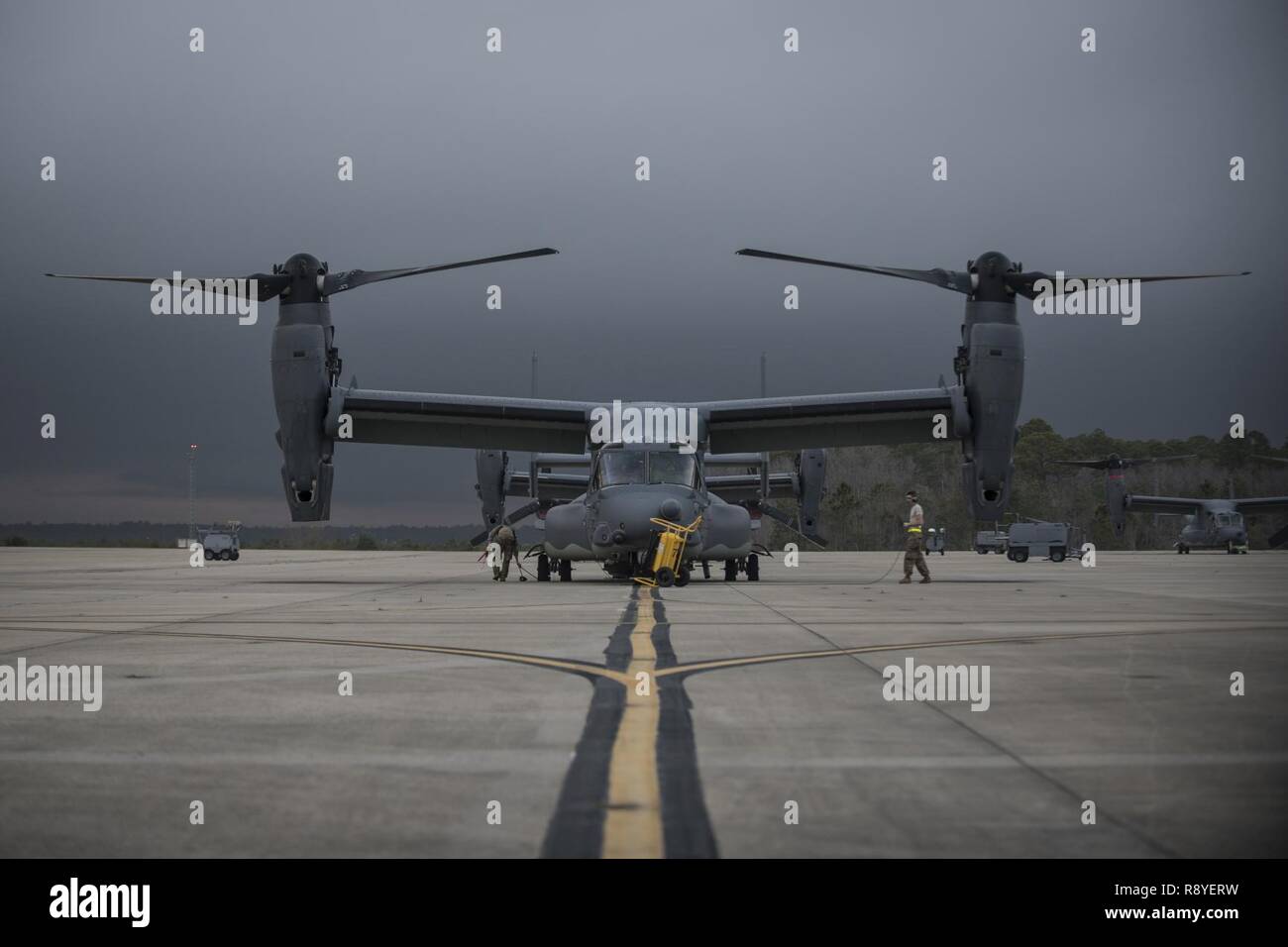A U.S. Air Force CV-22 Osprey prepares for take off in support of ...