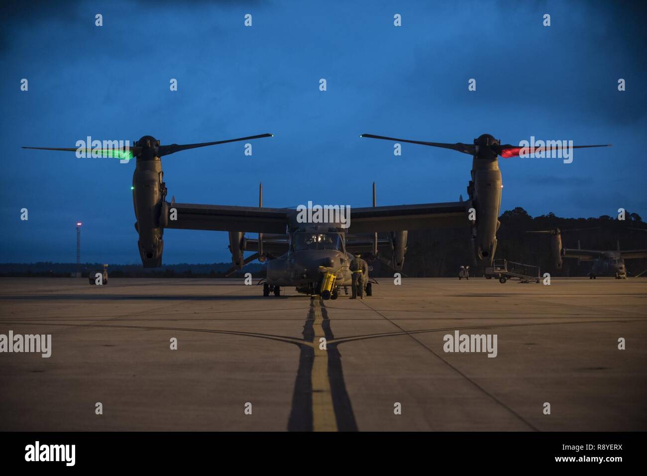 A U.S. Air Force CV-22 Osprey prepares to take off in support of ...