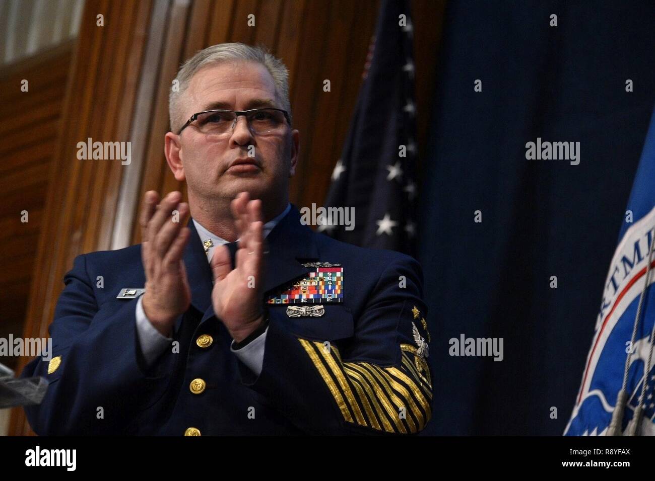 Master Chief Petty Officer of the Coast Guard Steve Cantrell introduces ...