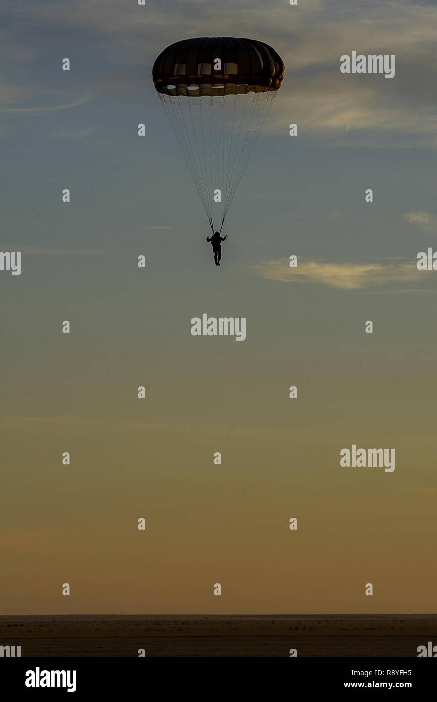 A Soldier from the 3rd Special Forces Group, Ft. Bragg, N.C., descends ...