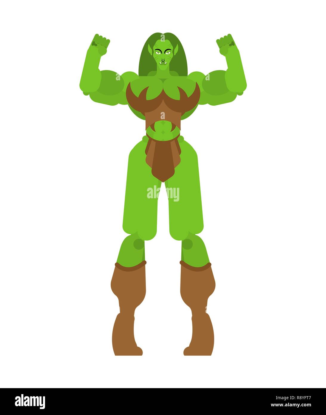 Ogre Female warrior with weapon. Green goblin woman Strong. berserk ...