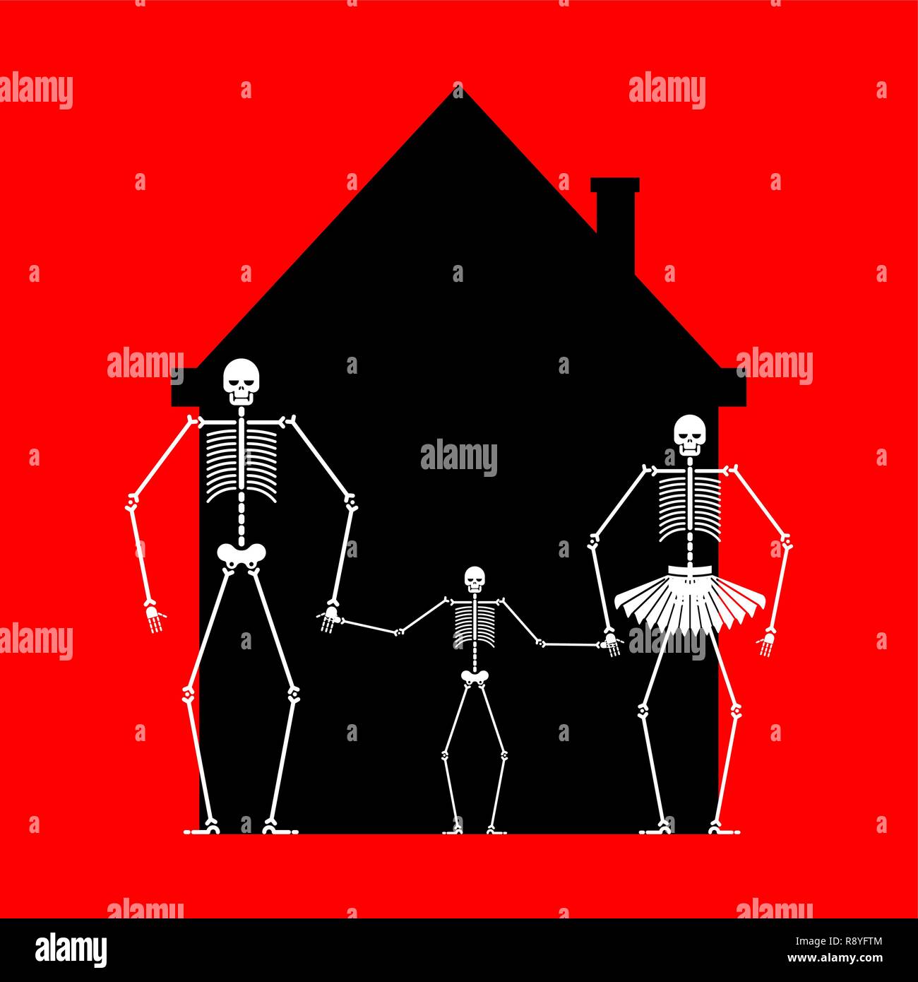Family skeleton in house. Dead family. Vector illustration Stock Vector ...