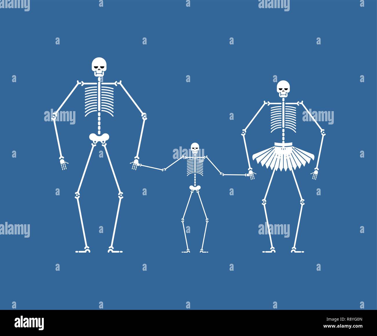 Family skeleton. Dad mom and child. Dead family. Vector illustration ...
