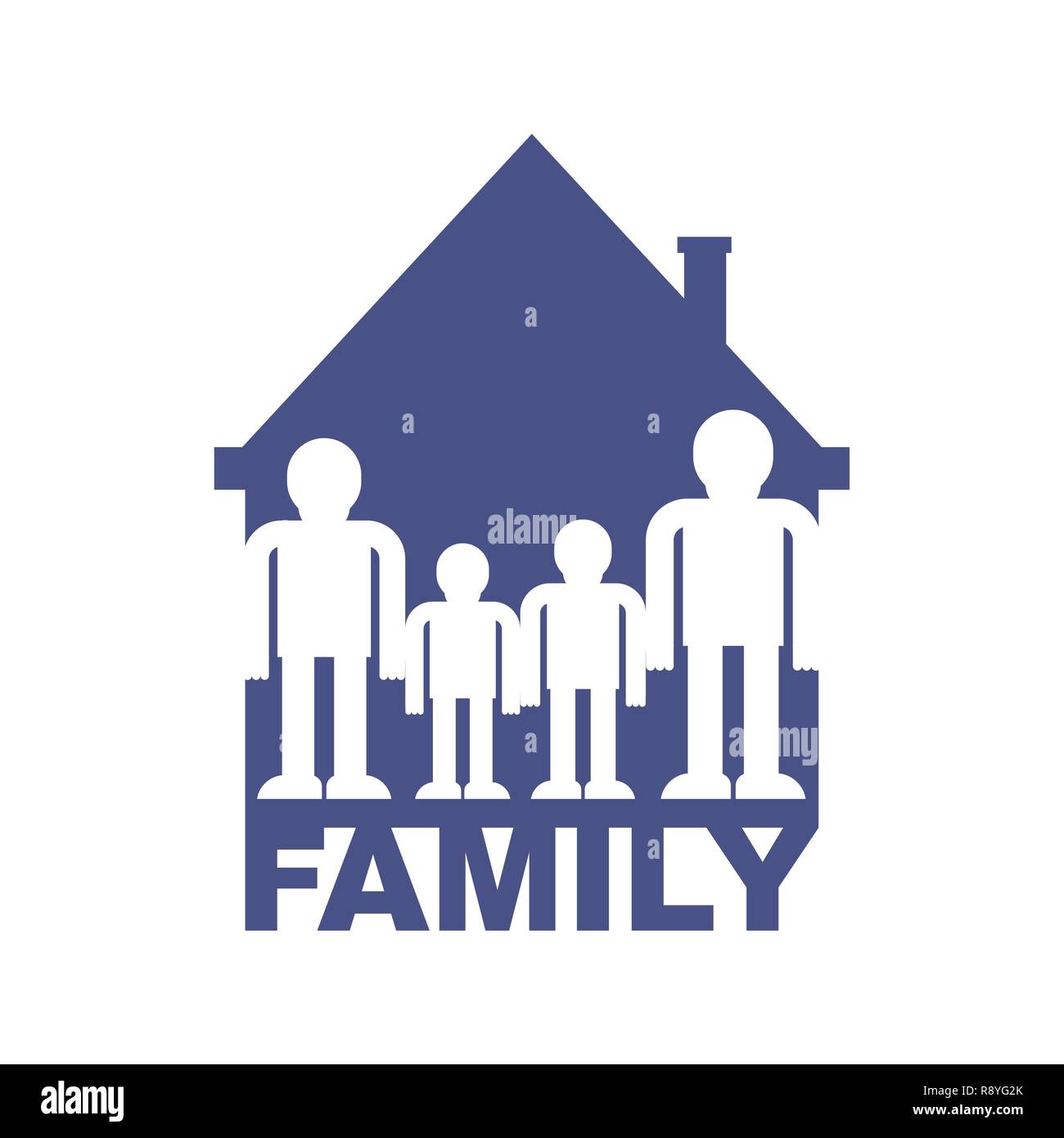 Family in home symbol. kind in house sign icon. Parents and children ...