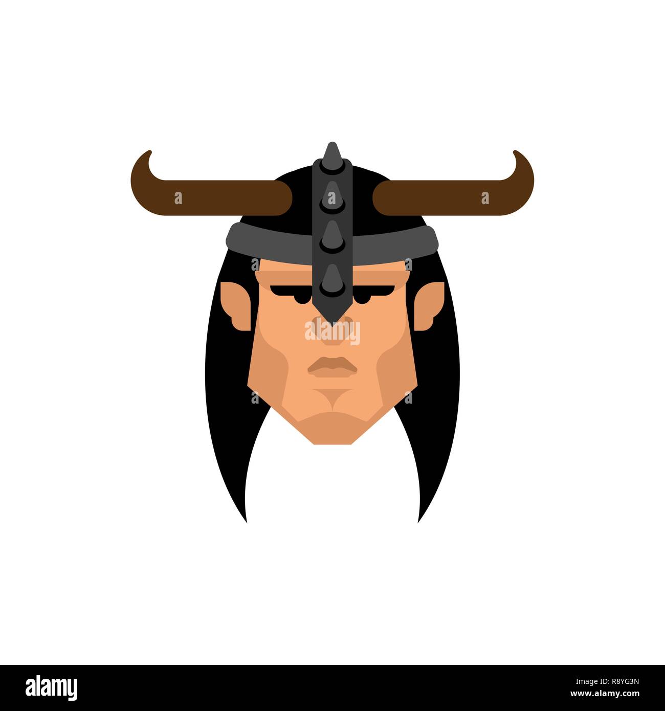 Barbarian face. berserk Brutal man head. Warrior portrait Vector ...